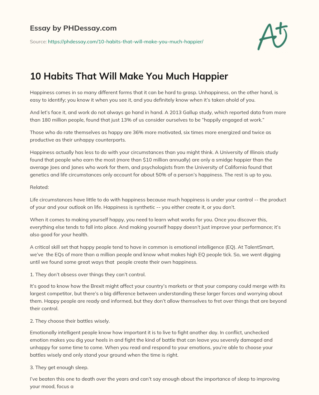 10 Habits That Will Make You Much Happier - PHDessay.com