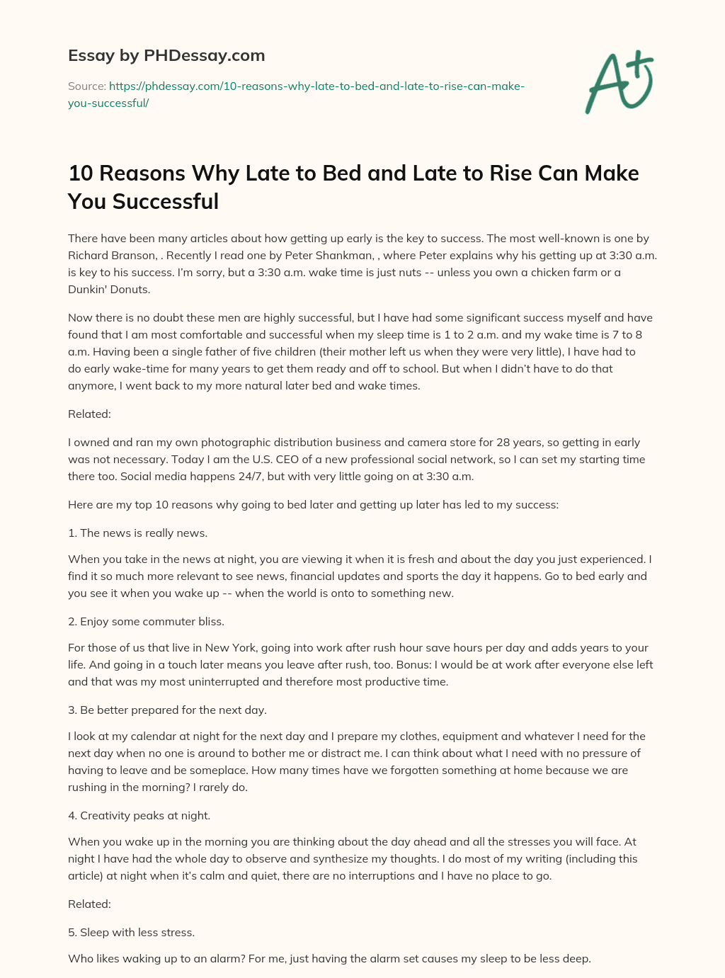 10 Reasons Why Late to Bed and Late to Rise Can Make You Successful ...