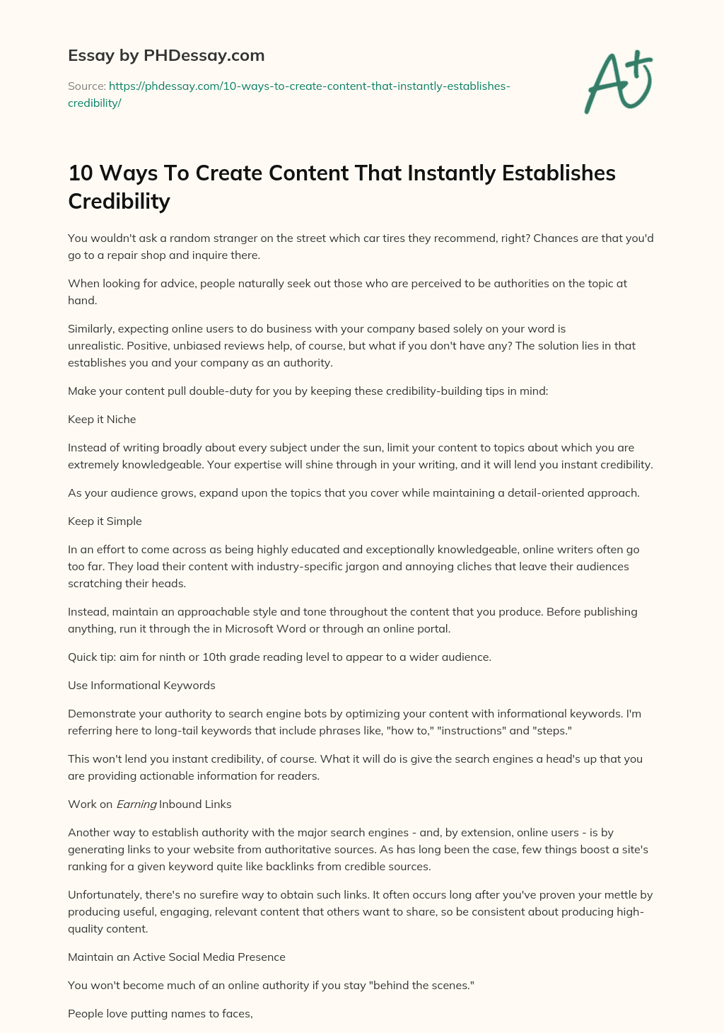 10 Ways To Create Content That Instantly Establishes Credibility ...