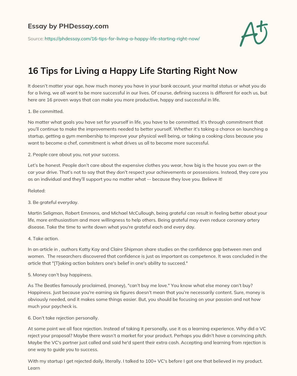 16 Tips for Living a Happy Life Starting Right Now - PHDessay.com