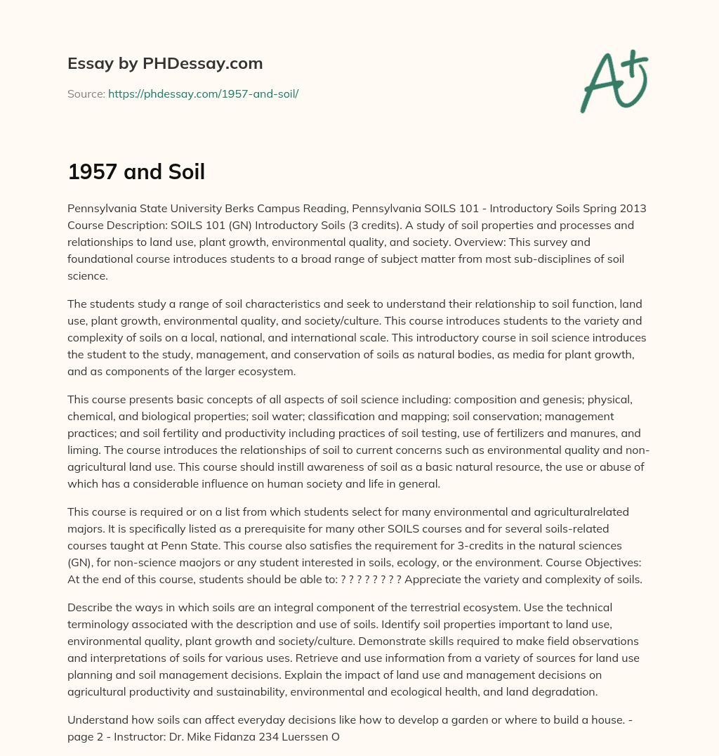 1957 and Soil - PHDessay.com