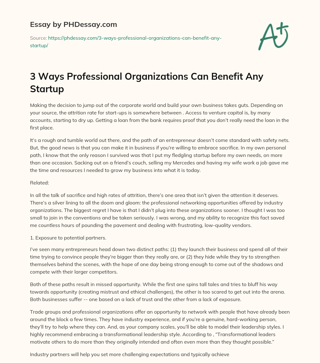 3 Ways Professional Organizations Can Benefit Any Startup - PHDessay.com