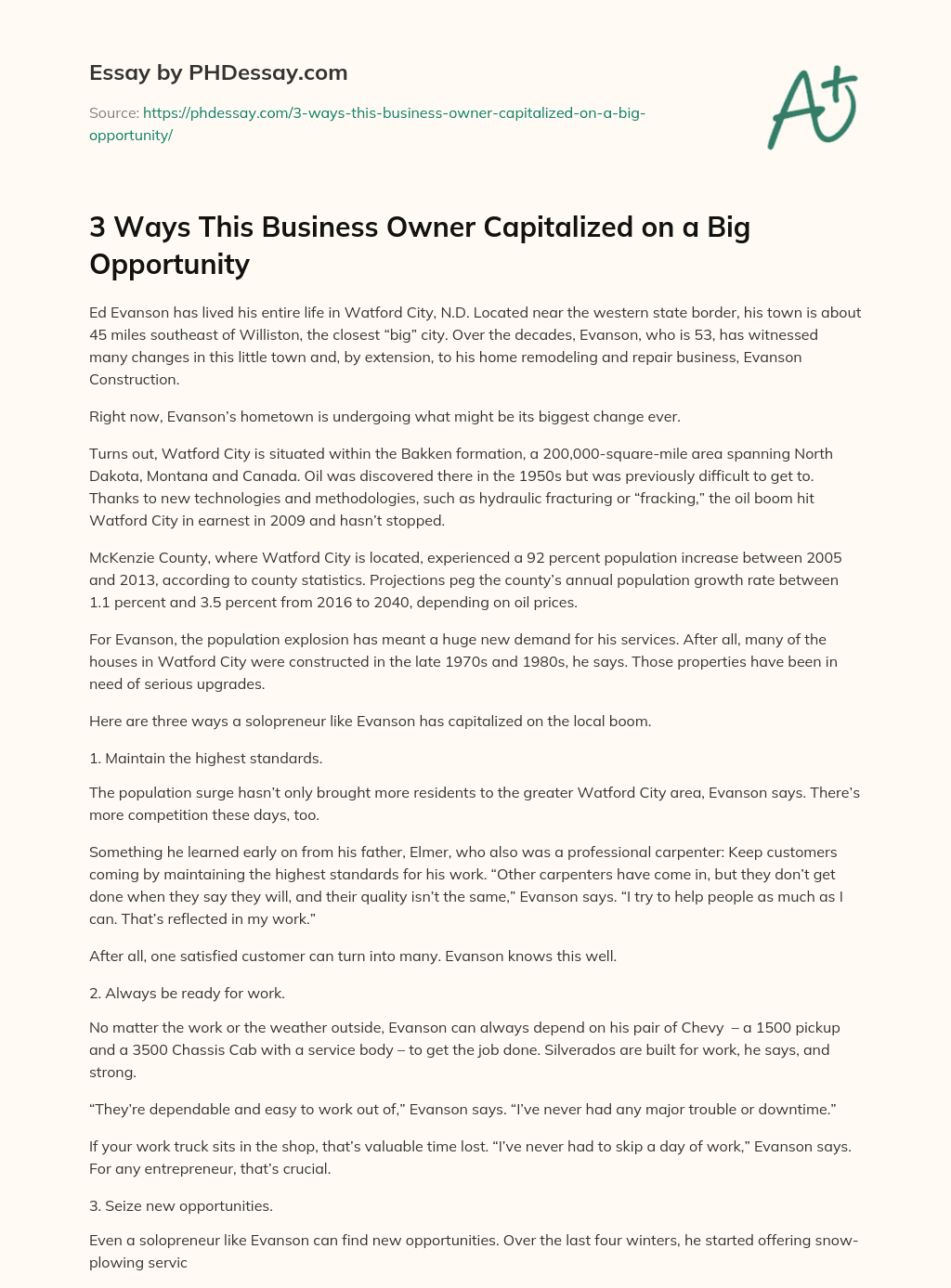 3 Ways This Business Owner Capitalized on a Big Opportunity (500 Words ...