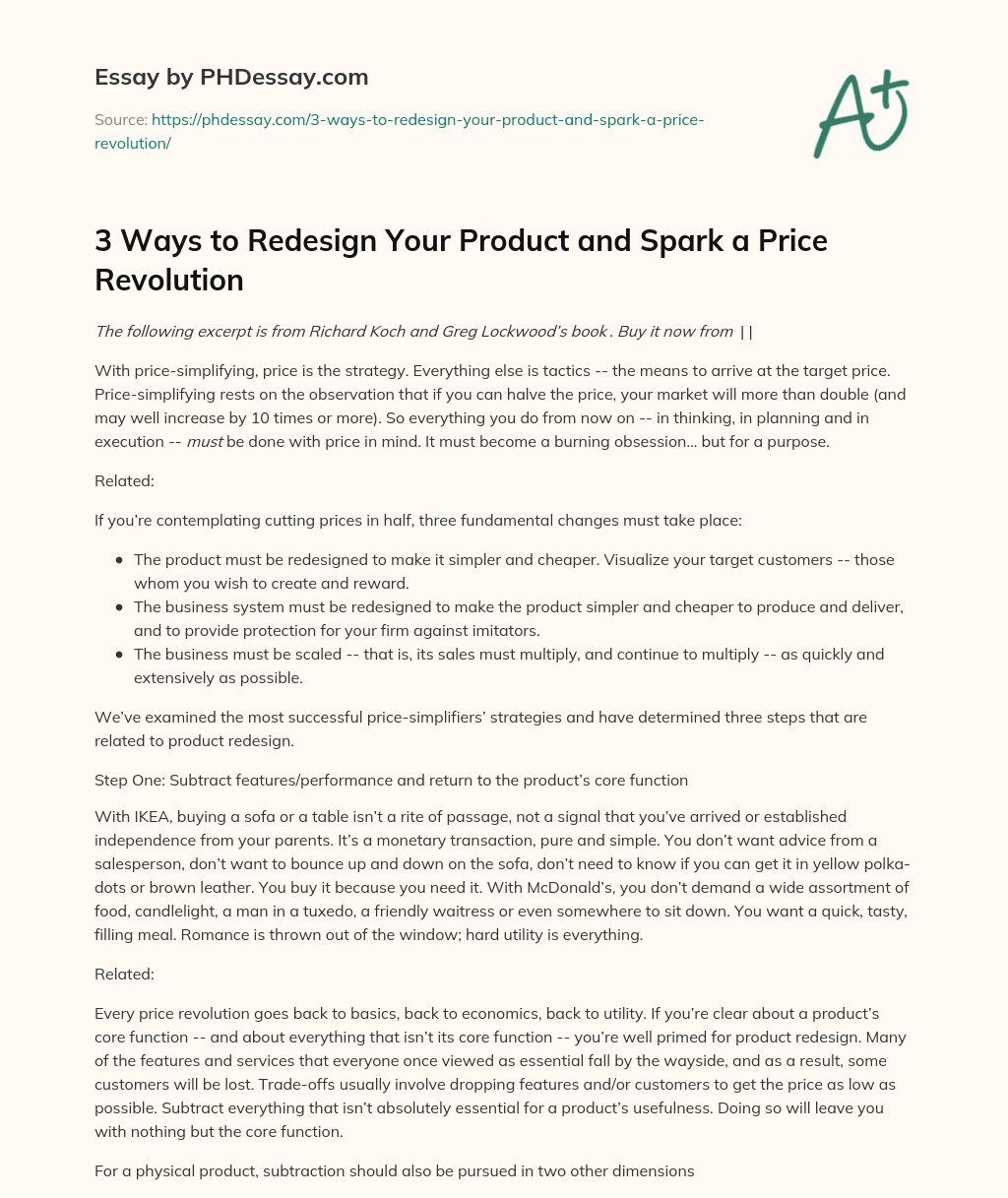 3 Ways to Redesign Your Product and Spark a Price Revolution - PHDessay.com