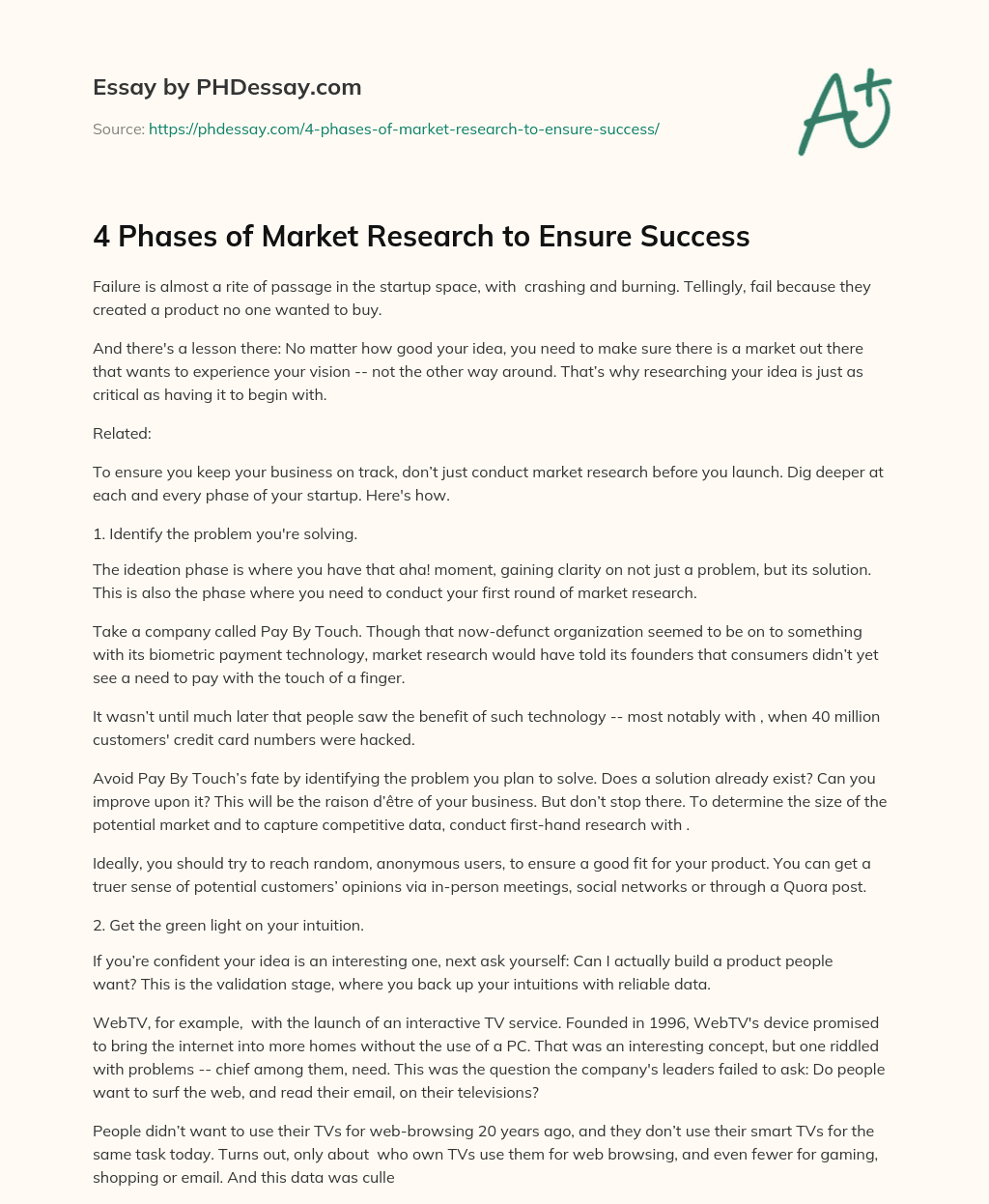4 Phases of Market Research to Ensure Success - PHDessay.com