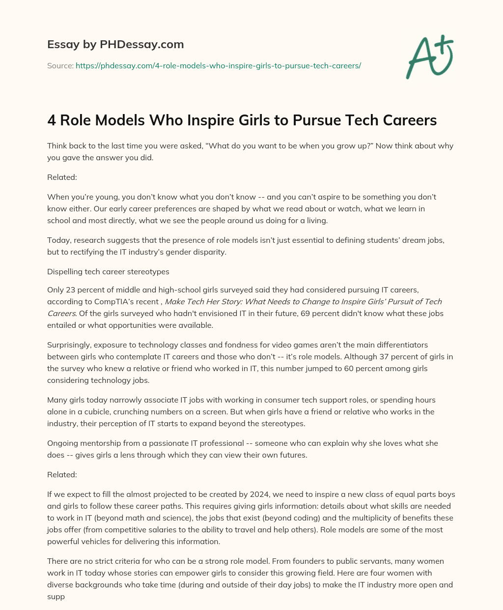 4 Role Models Who Inspire Girls to Pursue Tech Careers - PHDessay.com