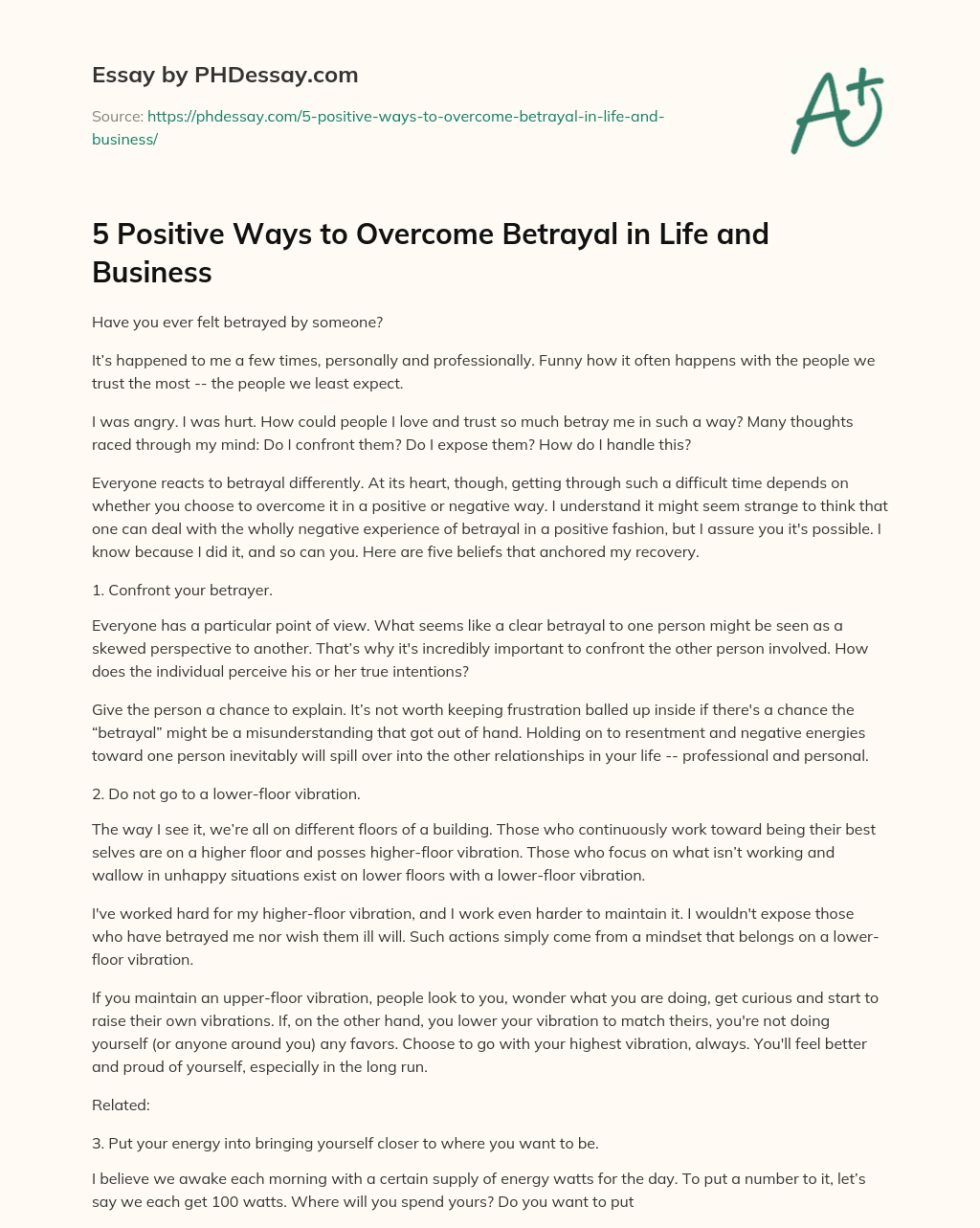 5 Positive Ways to Overcome Betrayal in Life and Business - PHDessay.com