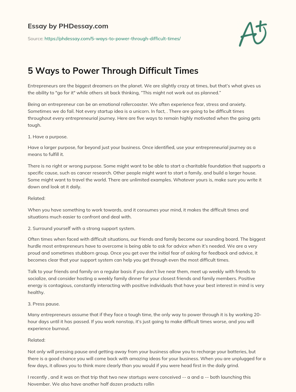 5 Ways to Power Through Difficult Times - PHDessay.com