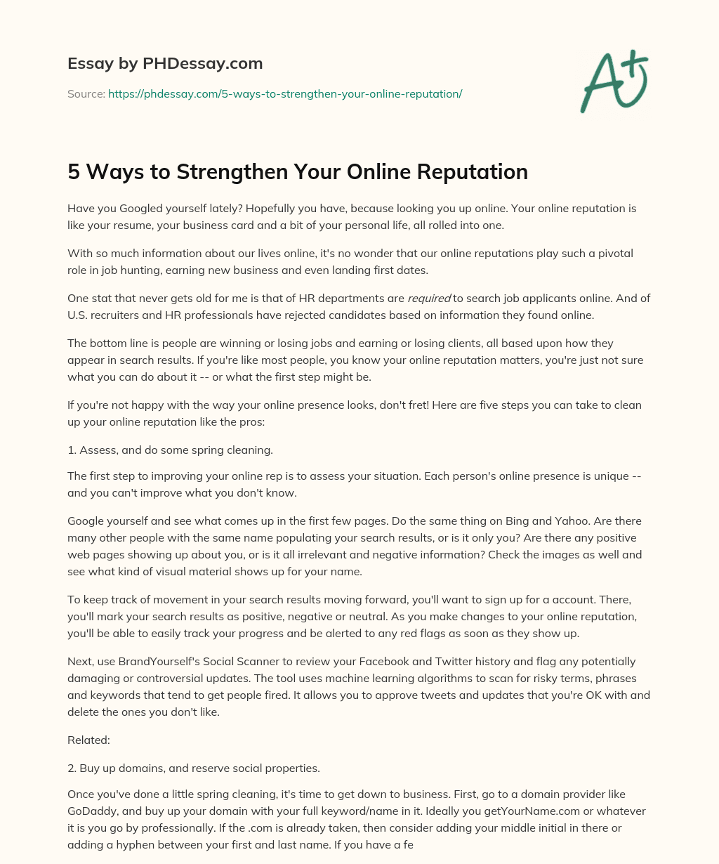 5 Ways to Strengthen Your Online Reputation - PHDessay.com