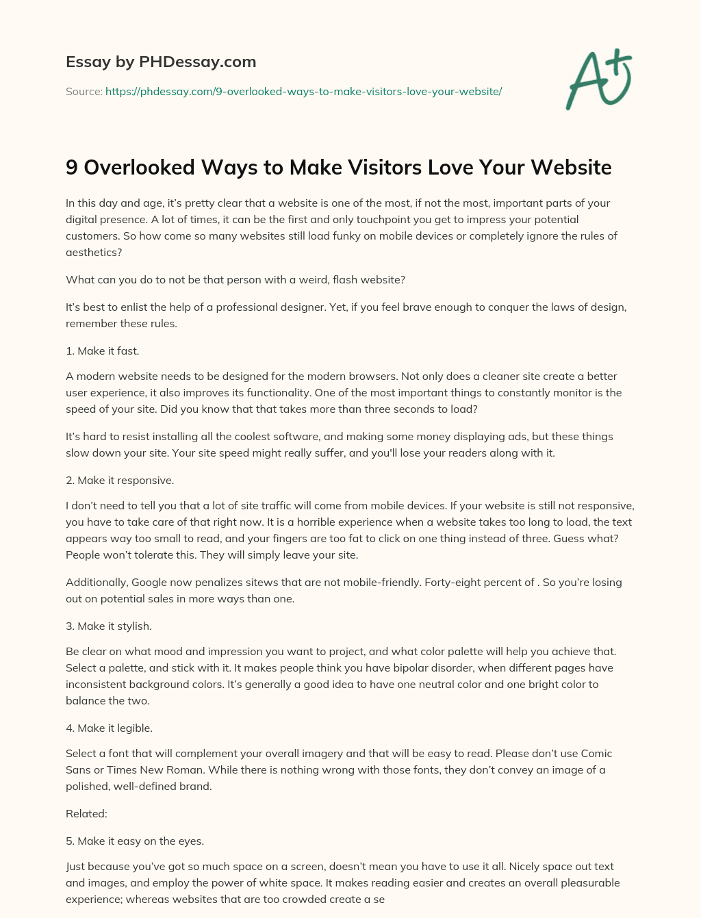 9 Overlooked Ways to Make Visitors Love Your Website - PHDessay.com