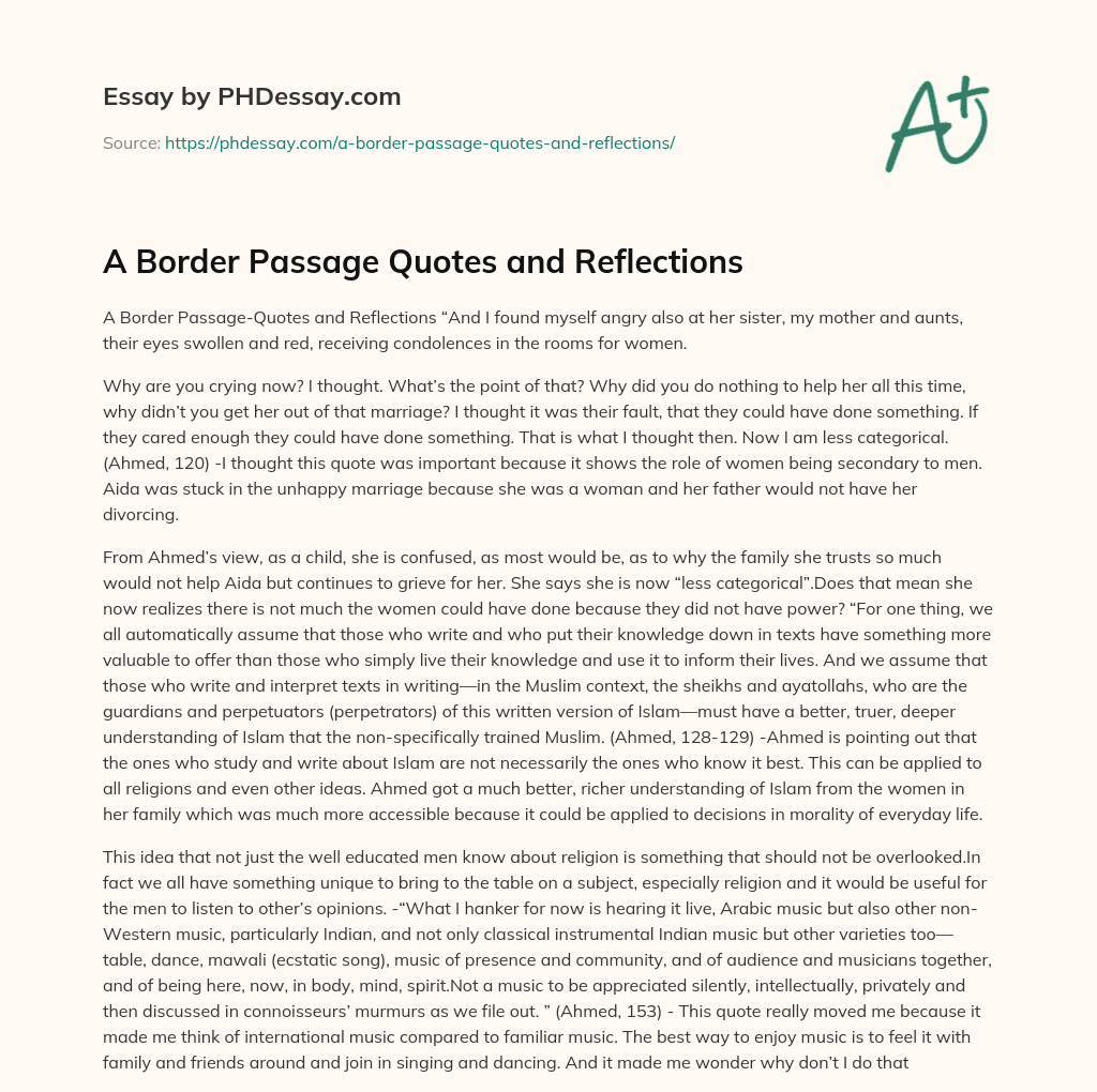 A Border Passage Quotes and Reflections - PHDessay.com