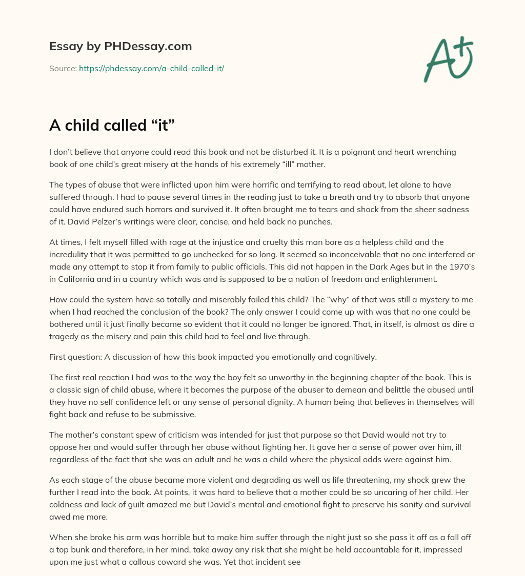 A child called “it” - PHDessay.com
