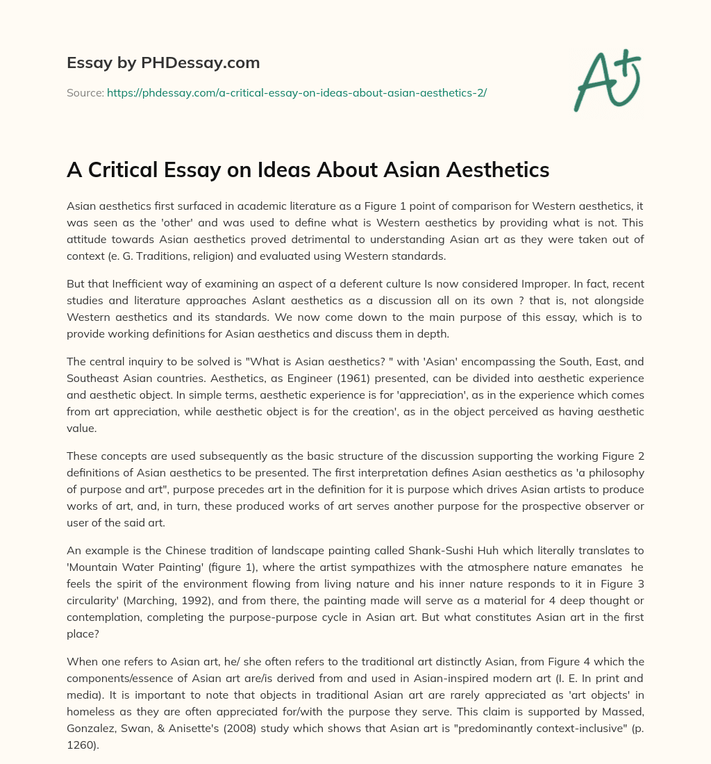 A Critical Essay On Ideas About Asian Aesthetics Example - PHDessay.com