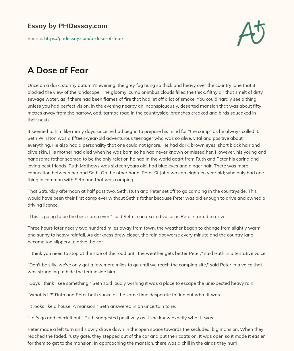 A Dose of Fear - PHDessay.com