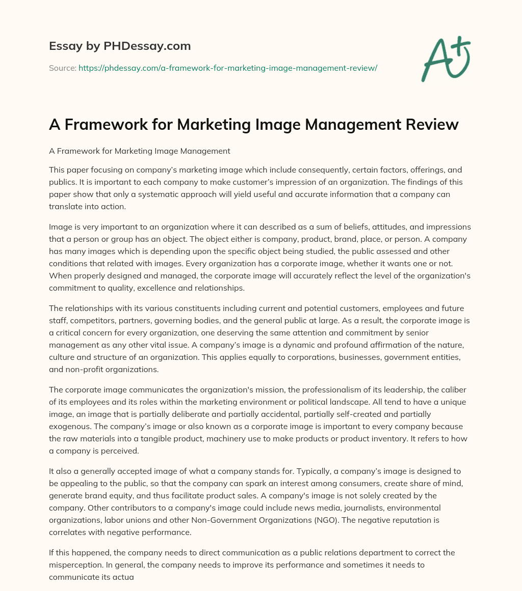 A Framework for Marketing Image Management Review - PHDessay.com
