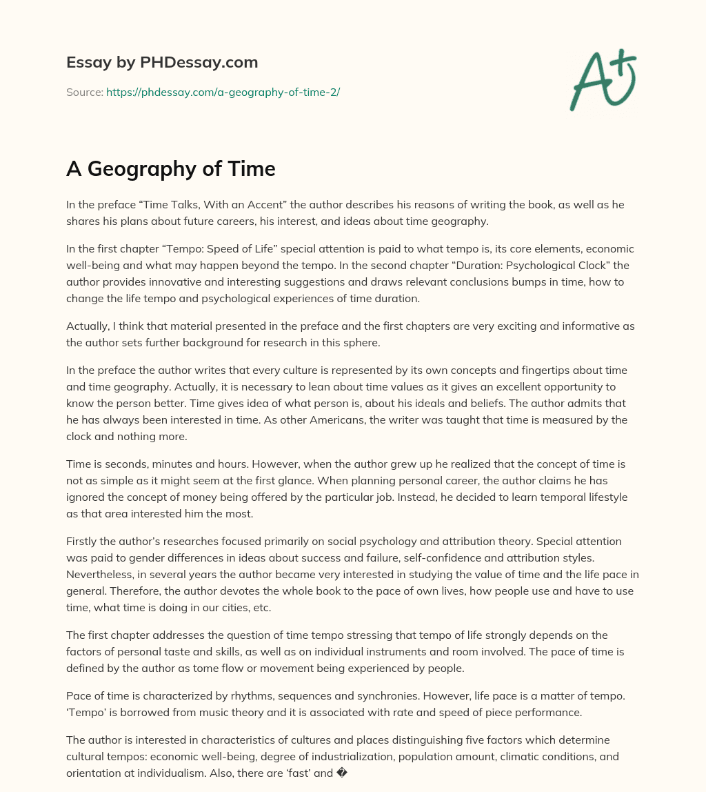 A Geography of Time - PHDessay.com