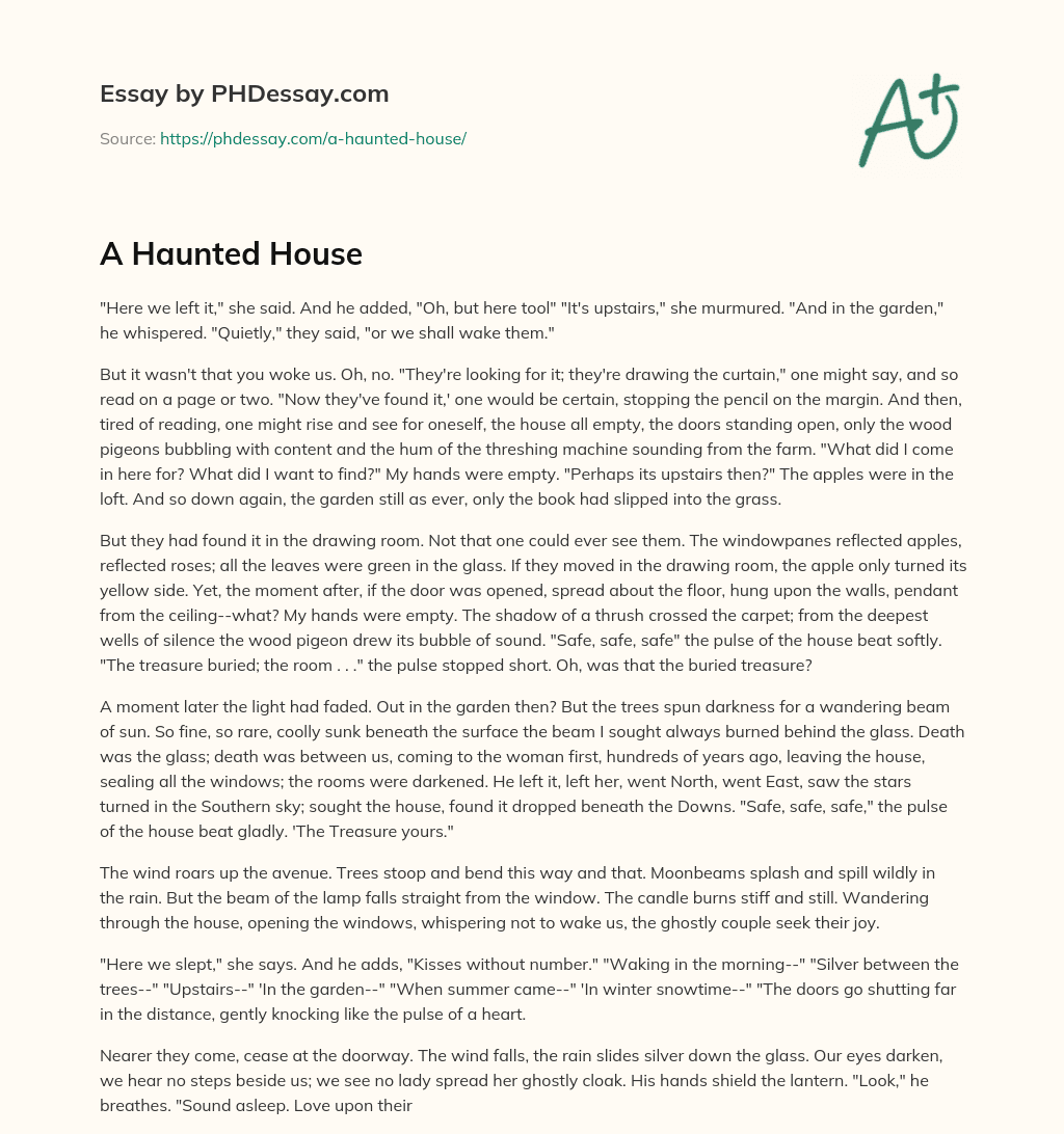 A Haunted House Essay Example PHDessay A Haunted House Essay Example PHDessay