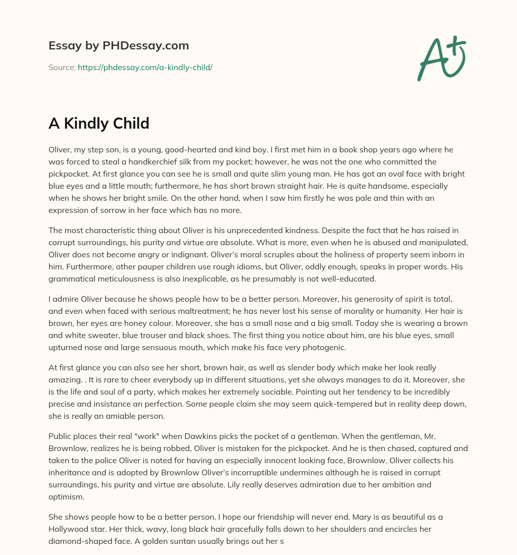 A Kindly Child - PHDessay.com