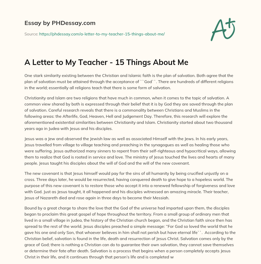 A Letter to My Teacher - 15 Things About Me - PHDessay.com
