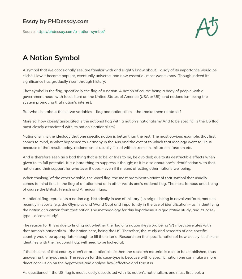 A Nation Symbol - PHDessay.com
