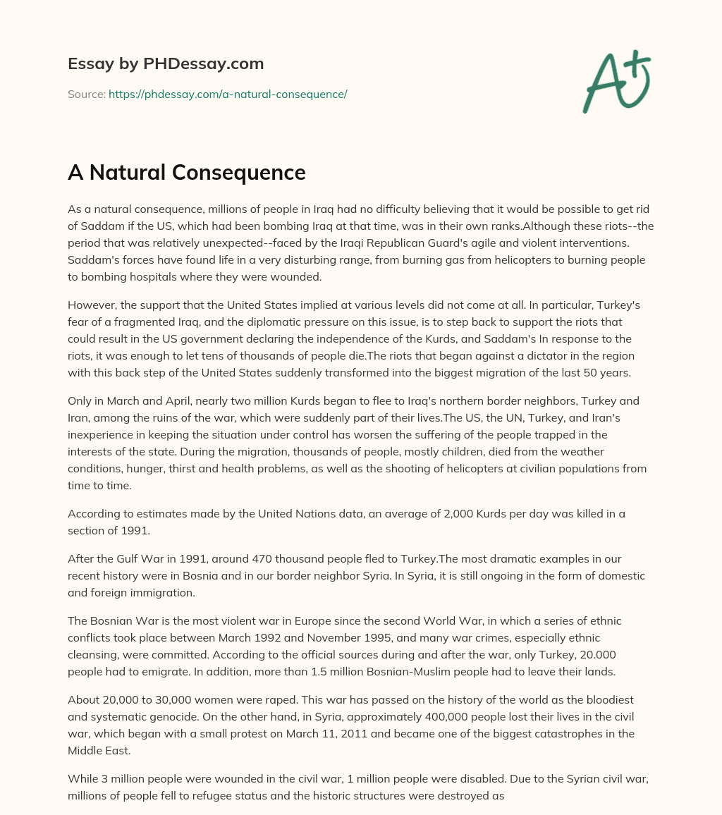 A Natural Consequence - PHDessay.com