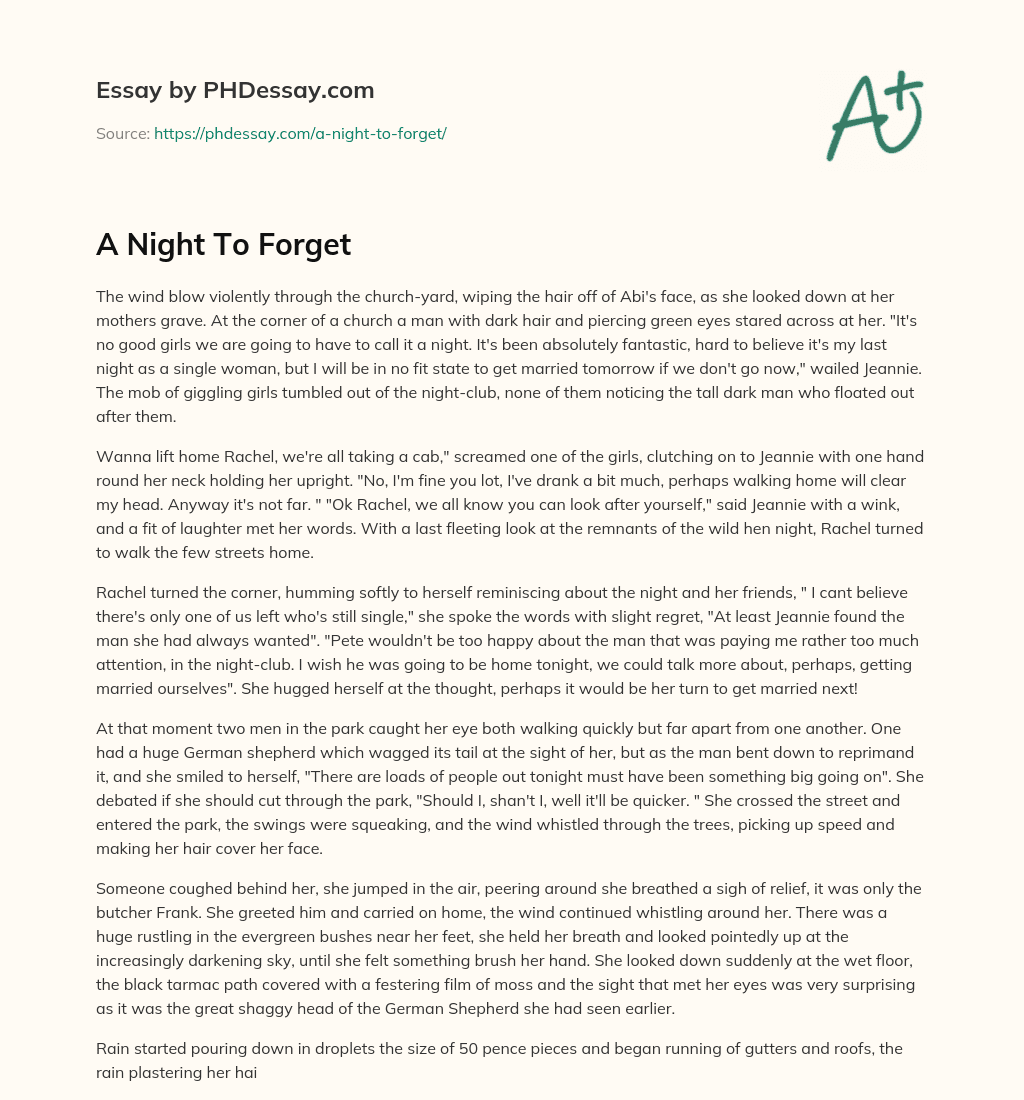 A Night To Forget - PHDessay.com