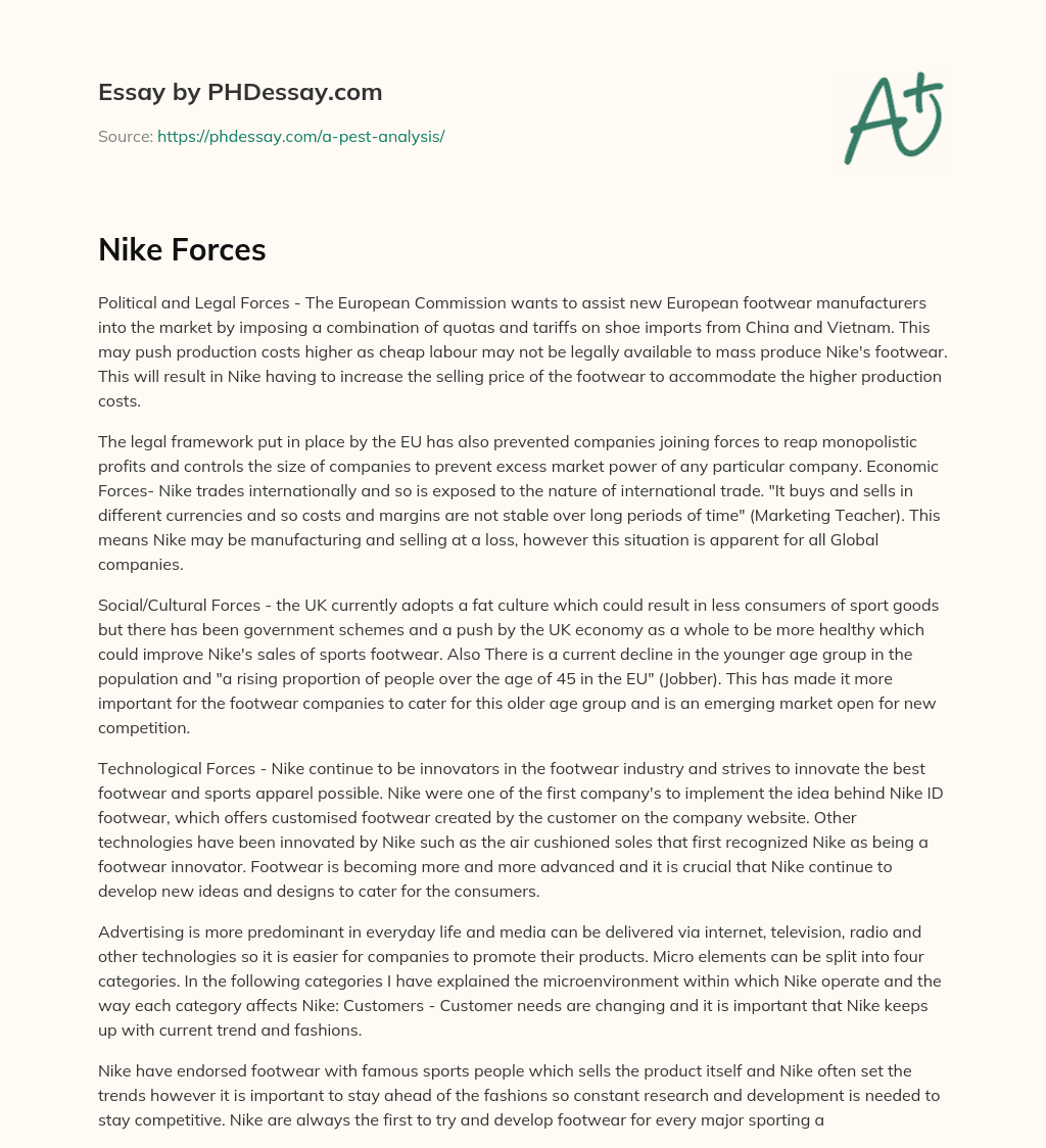 Nike Forces - PHDessay.com
