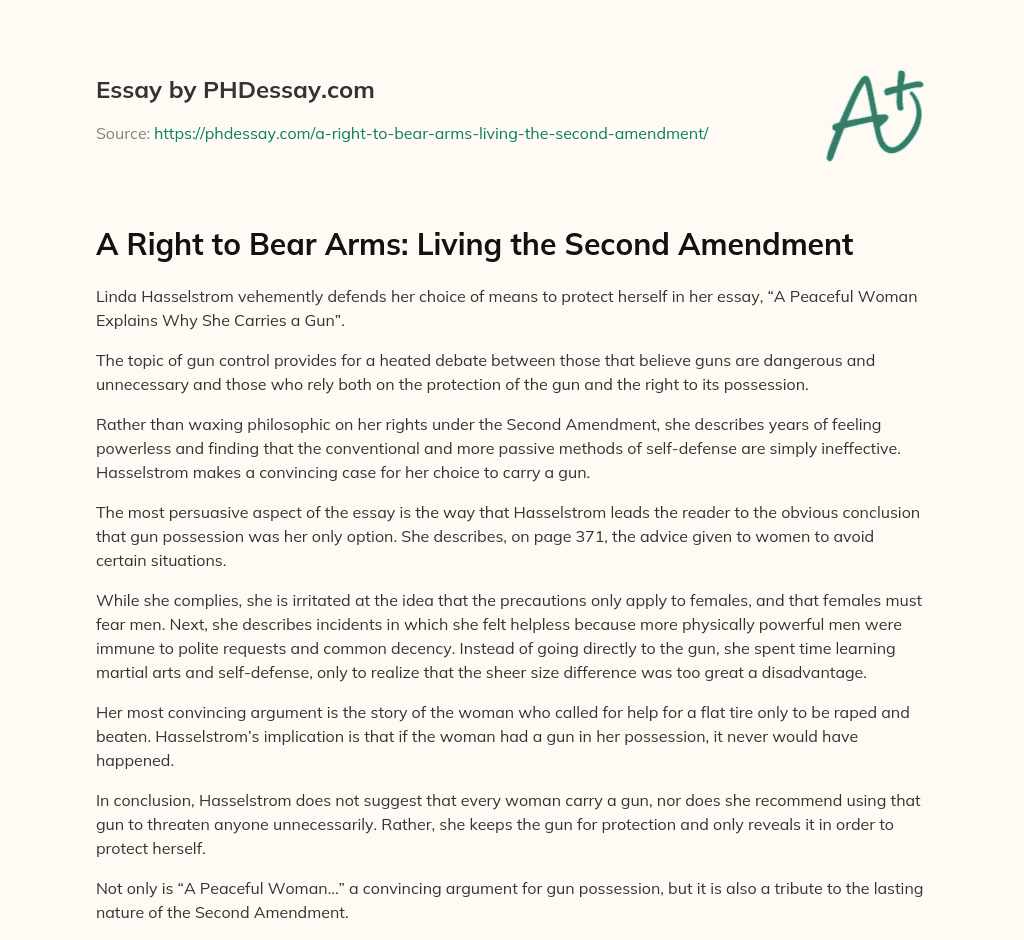 A Right to Bear Arms: Living the Second Amendment (300 Words ...