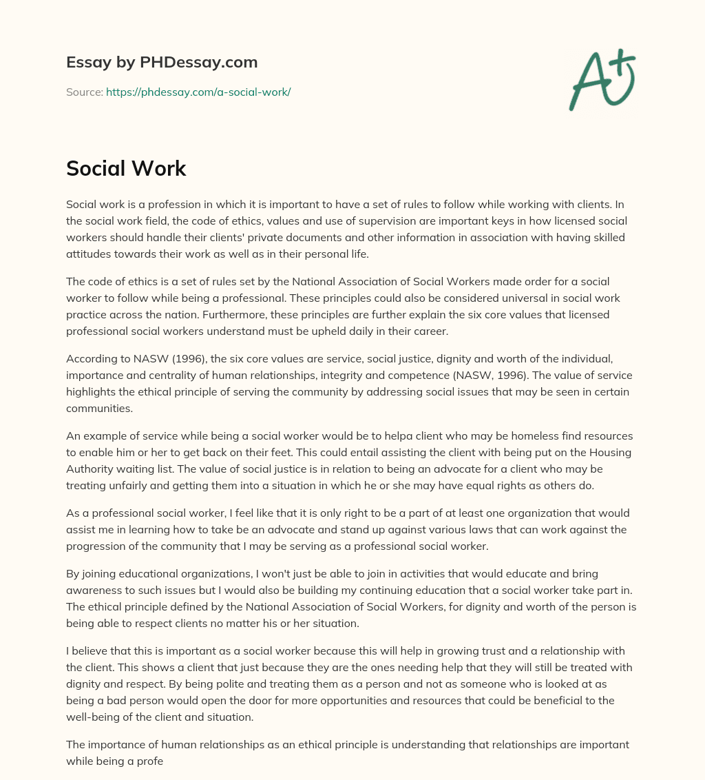 Social Work - PHDessay.com