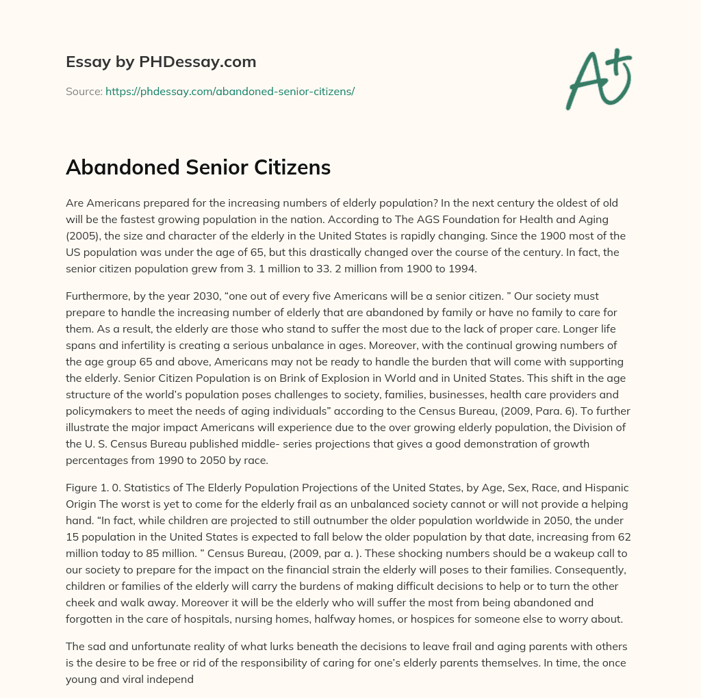 Abandoned Senior Citizens - PHDessay.com