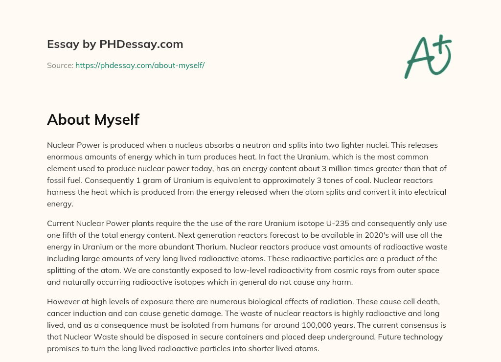 About Myself (300 Words) - PHDessay.com