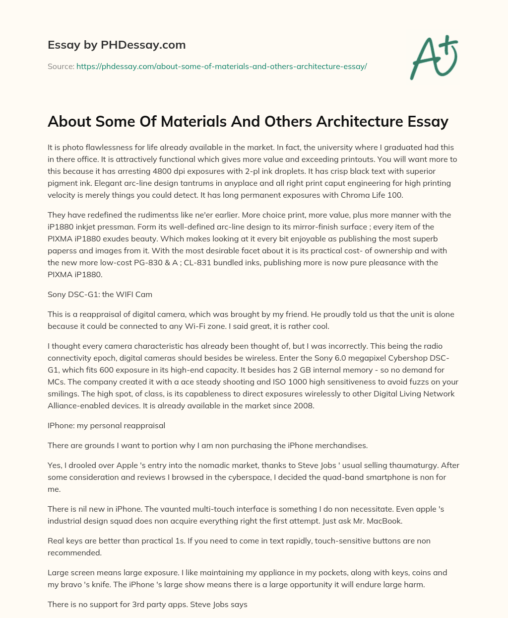 About Some Of Materials And Others Architecture Essay - PHDessay.com