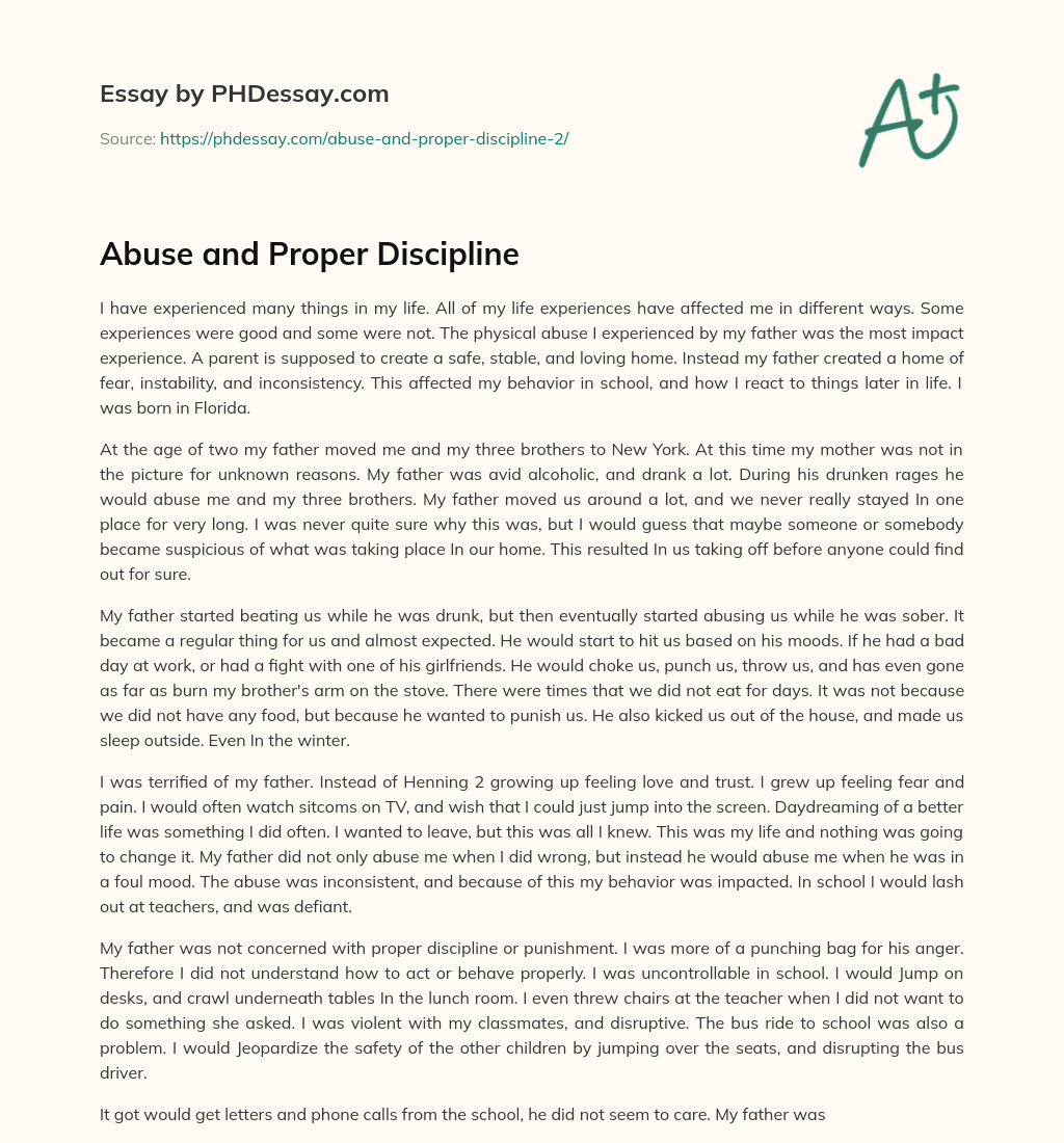 Abuse and Proper Discipline - PHDessay.com