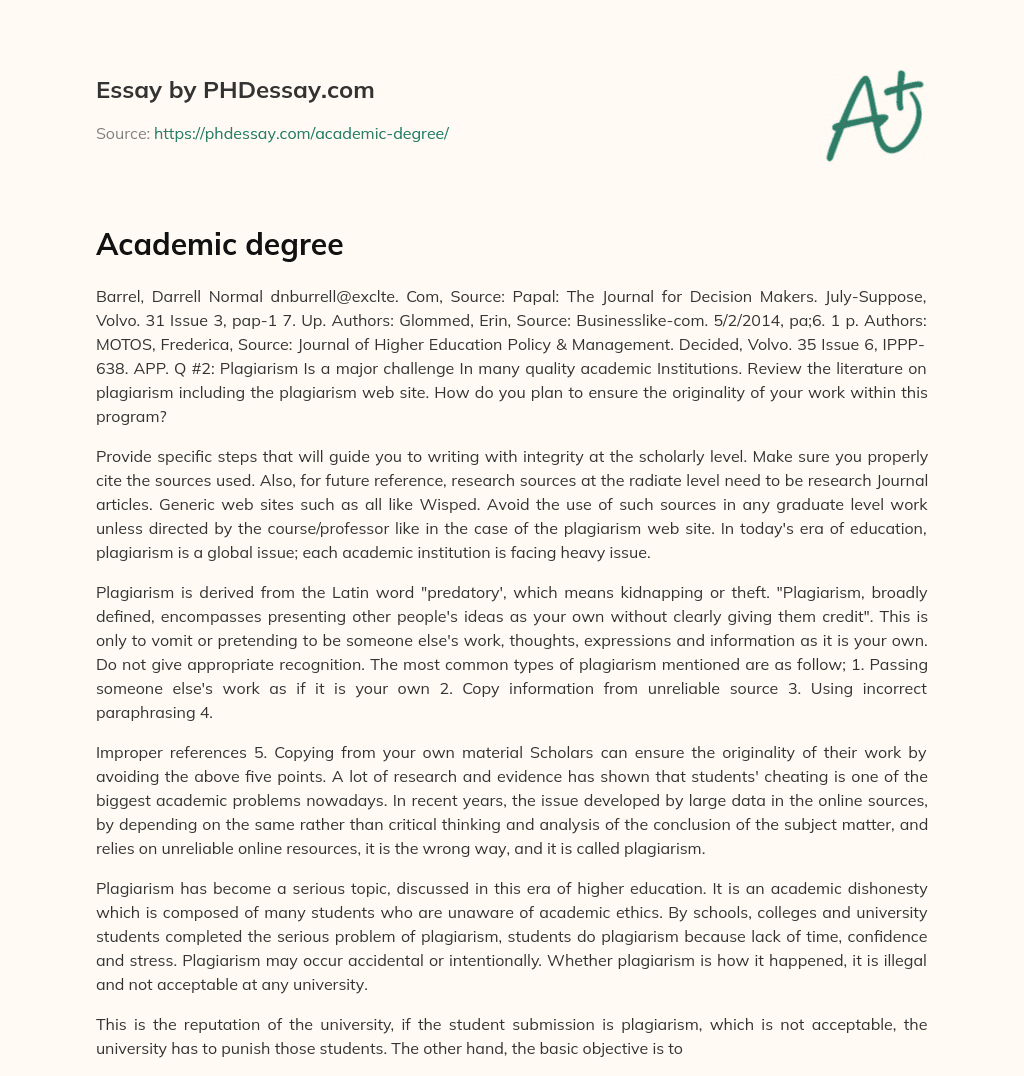 Academic degree (500 Words) - PHDessay.com