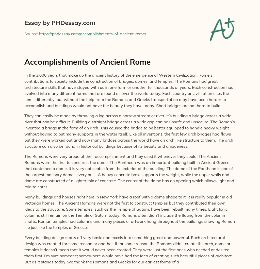 Accomplishments of Ancient Rome (500 Words) - PHDessay.com