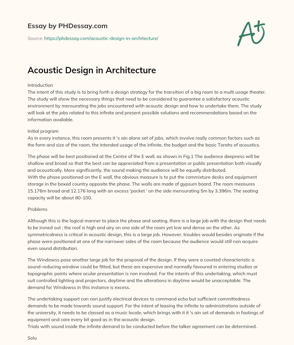 Acoustic Design in Architecture - PHDessay.com