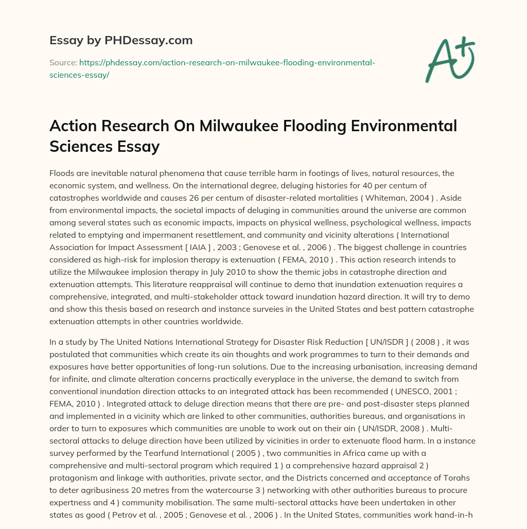 Action Research On Milwaukee Flooding Environmental Sciences Essay ...