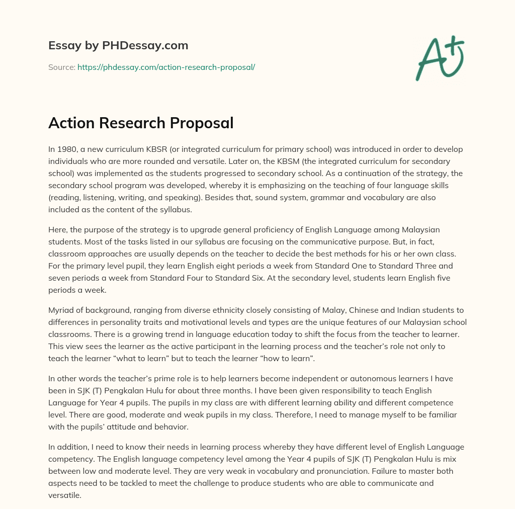 Action Research Proposal - PHDessay.com