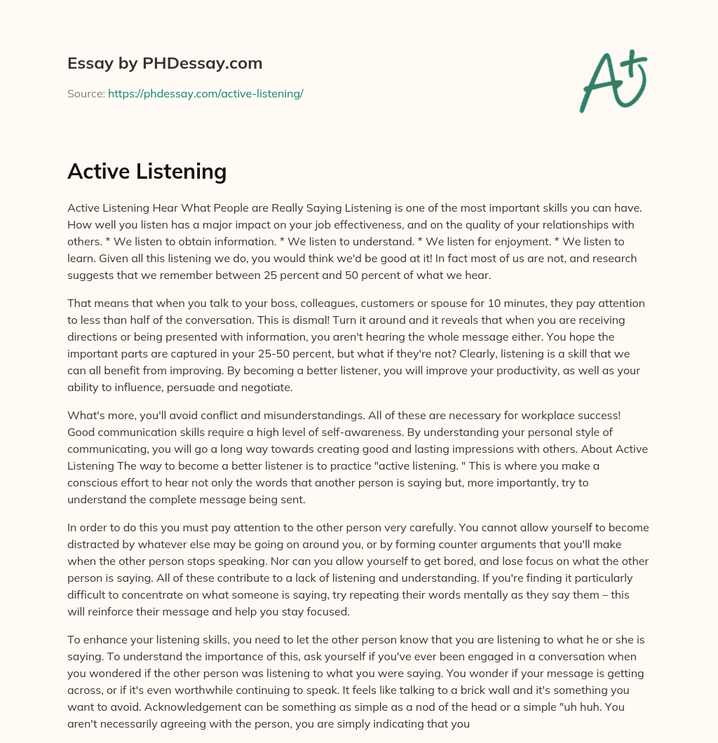 Active Listening - PHDessay.com