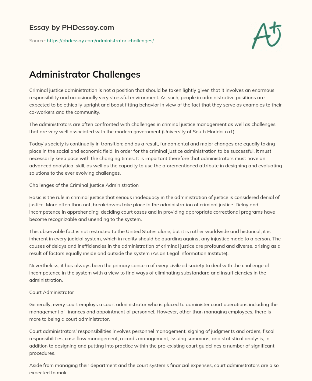 Administrator Challenges - PHDessay.com