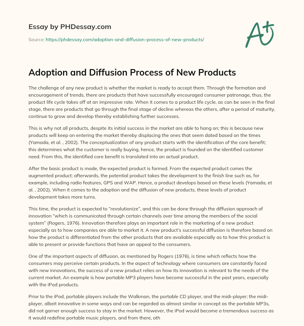 Adoption and Diffusion Process of New Products - PHDessay.com
