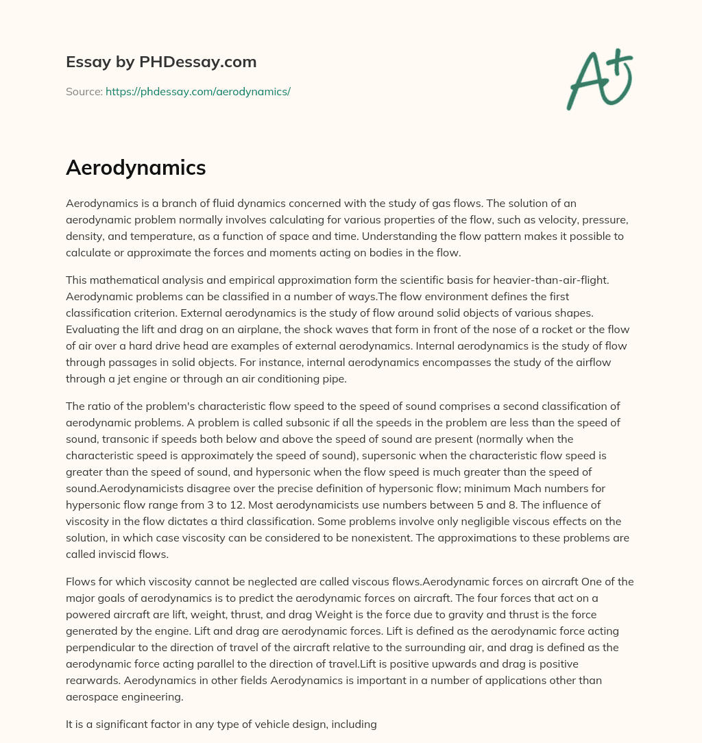 Aerodynamics Essay Example - PHDessay.com