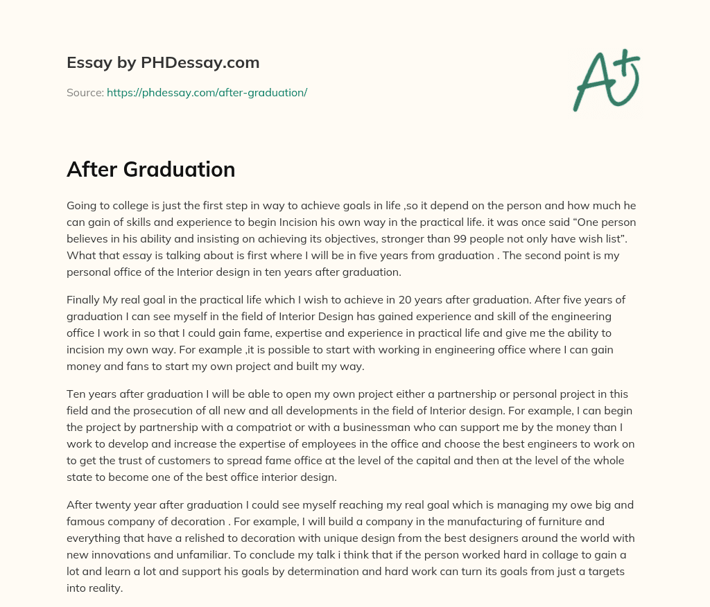 After Graduation 400 Words PHDessay After Graduation 400 Words PHDessay