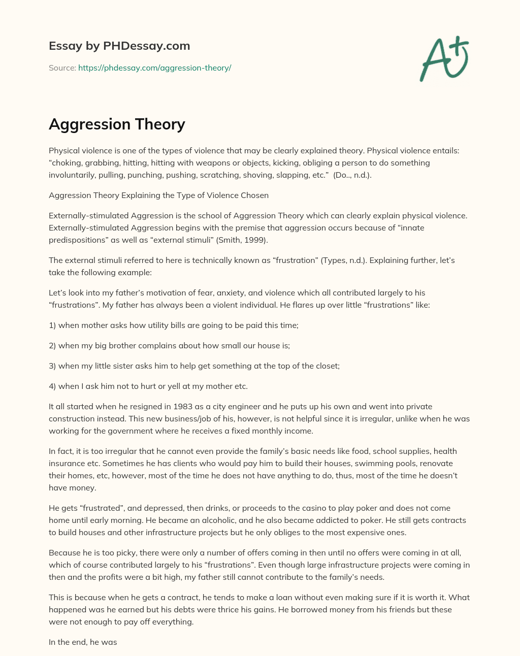 Aggression Theory - PHDessay.com