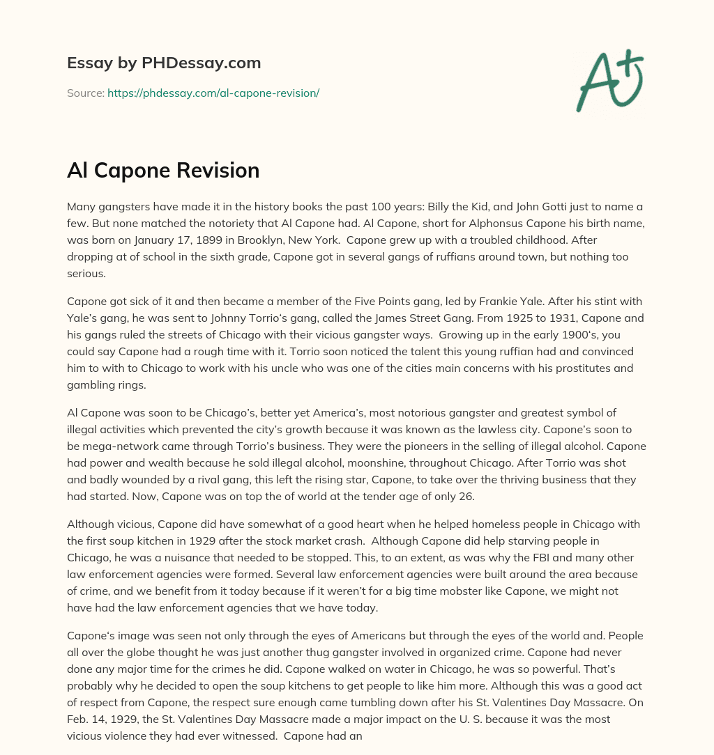 Al Capone Revision - PHDessay.com