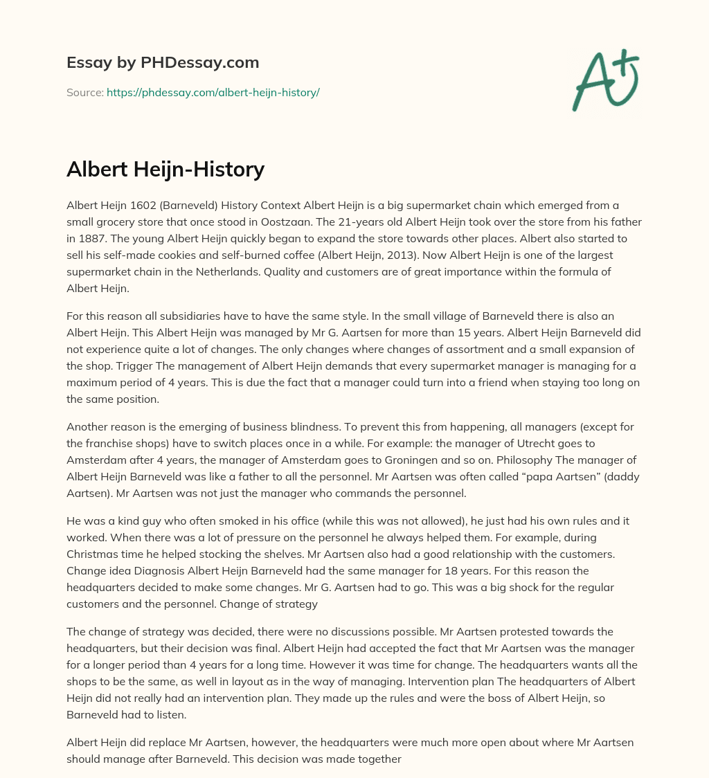 Albert Heijn-History - PHDessay.com