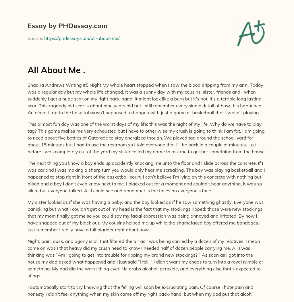 All About Me . - PHDessay.com