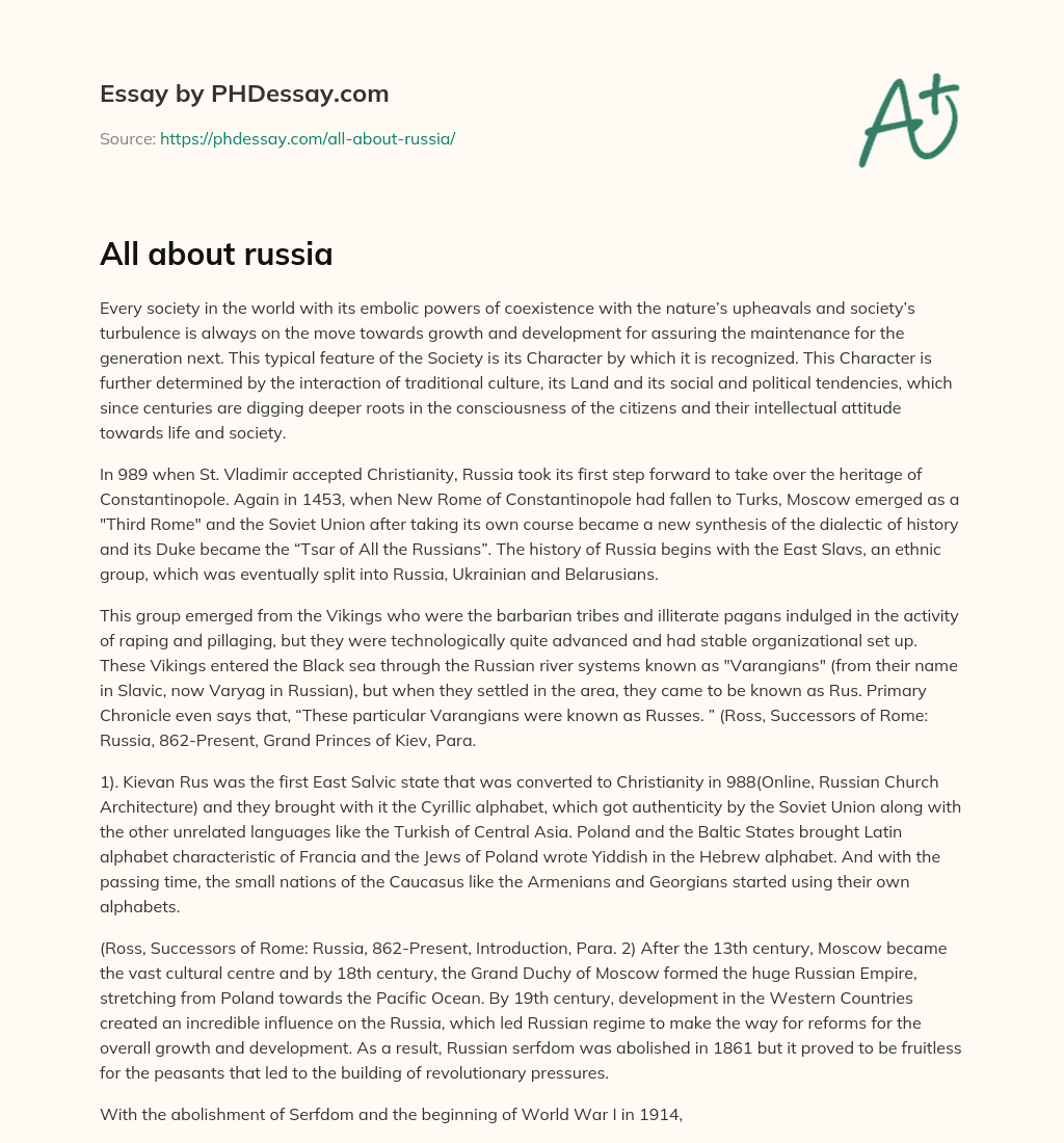 All about russia - PHDessay.com