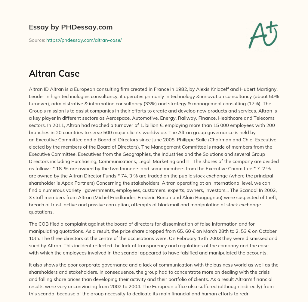 Altran Case - PHDessay.com