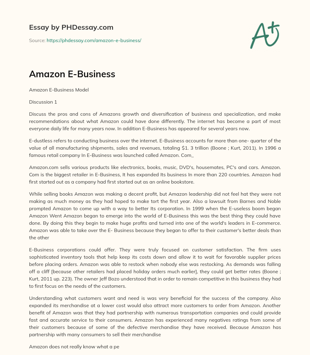 Amazon E-Business - PHDessay.com